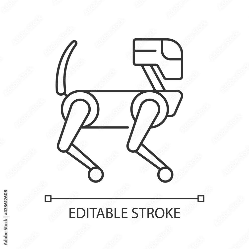 Animal like robot black glyph icon. Cyborg dog, mechanical pet ...