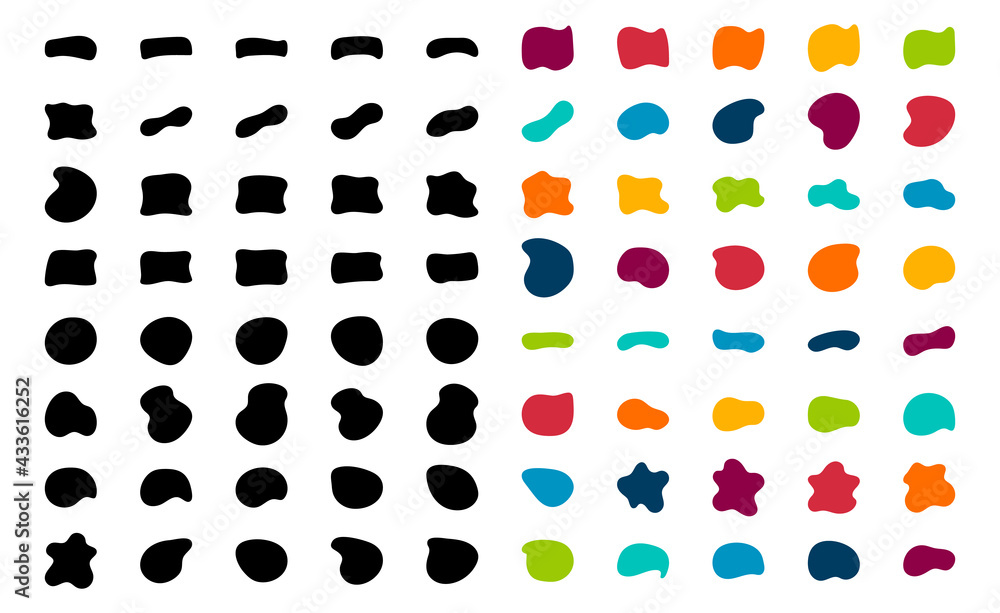 Blob shapes vector set. Organic abstract splodge elemets collection ...