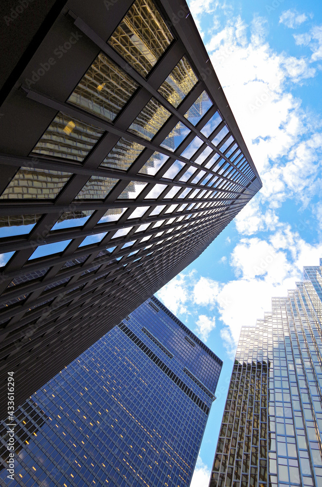 Modern architecture highrise skyscraper building towers with antenna in ...