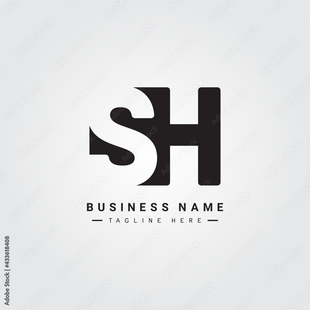 Initial Letter SH Logo - Simple Business Logo for Alphabet S and H ...