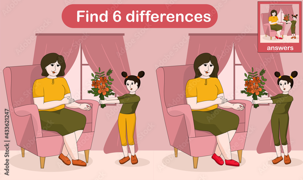 entertaining children's vector illustration mindfulness game find 6 ...