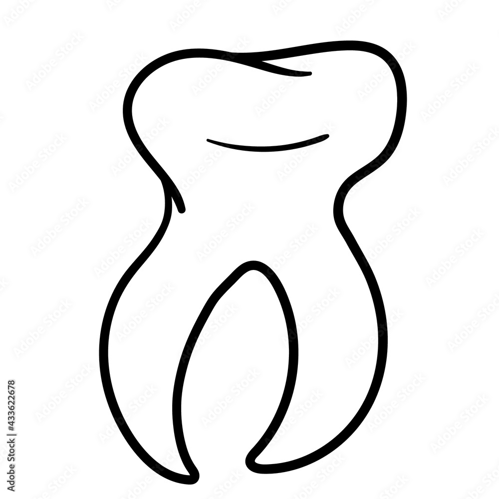 molar tooth illustration. comic, outline, monochrome. Stock Vector ...