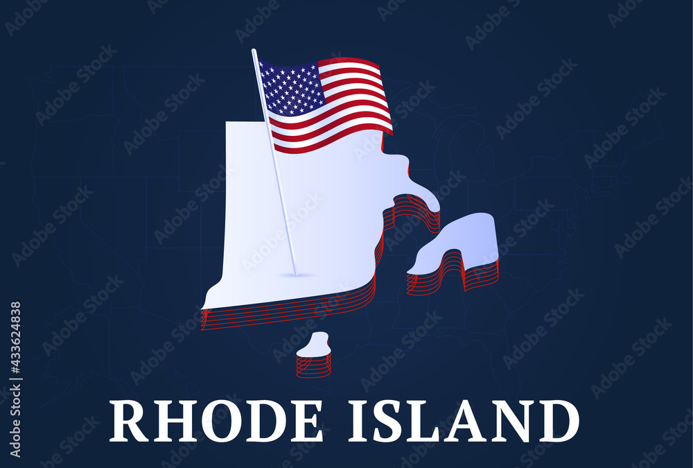 rhode island state Isometric map and USA national flag 3D isometric ...