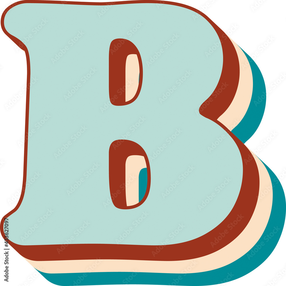 Letter B Monogram Letters Initial Retro Font 80s 70s 60s Vintage Logo ...