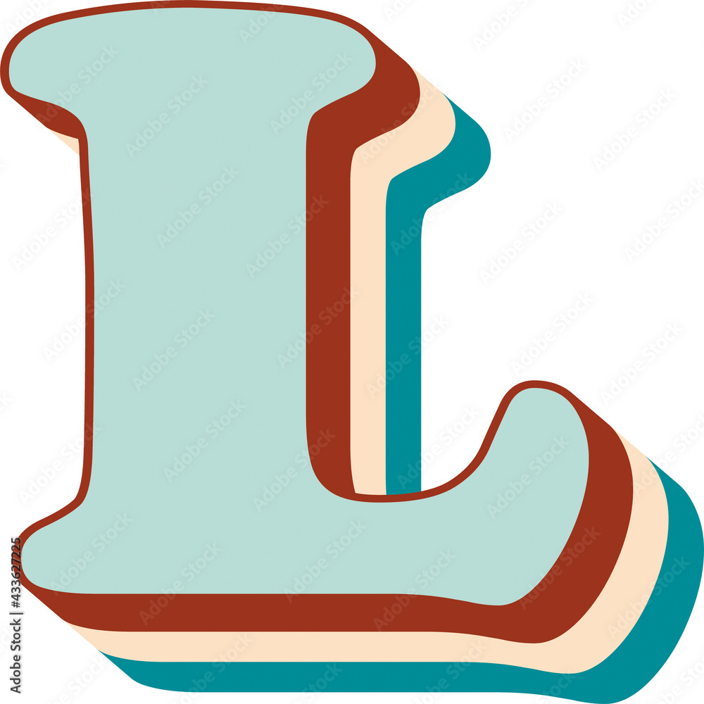 Letter L Monogram Letters Initial Retro Font 80s 70s 60s Vintage Logo ...