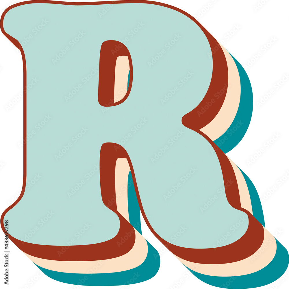 Letter R Monogram Letters Initial Retro Font 80s 70s 60s Vintage Logo ...
