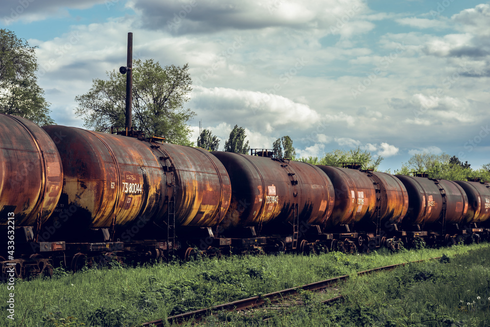 Train for transporting liquid cargo. tank Stock-Foto | Adobe Stock