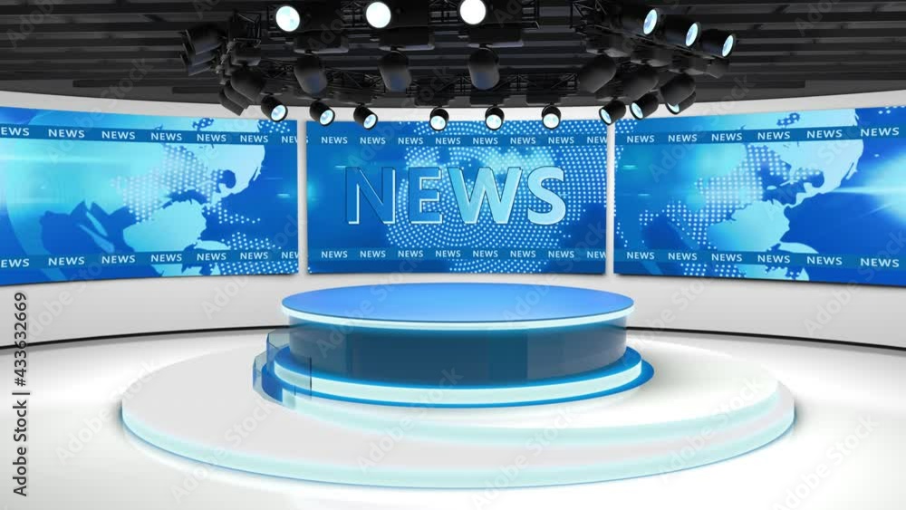 Video Stock Tv studio. News room. Blye and red background. General and ...