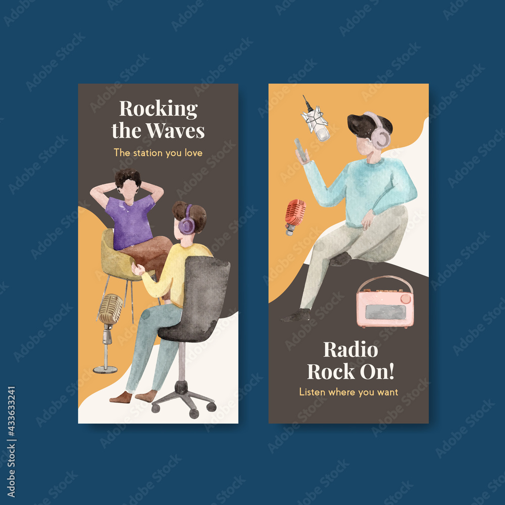 Vetor de Flyer template with world radio day concept design for ...