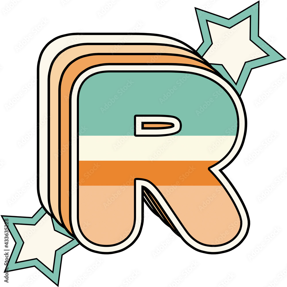 Letter R Monogram Letters Initial Name Retro Font 80s Star Stars Logo ...