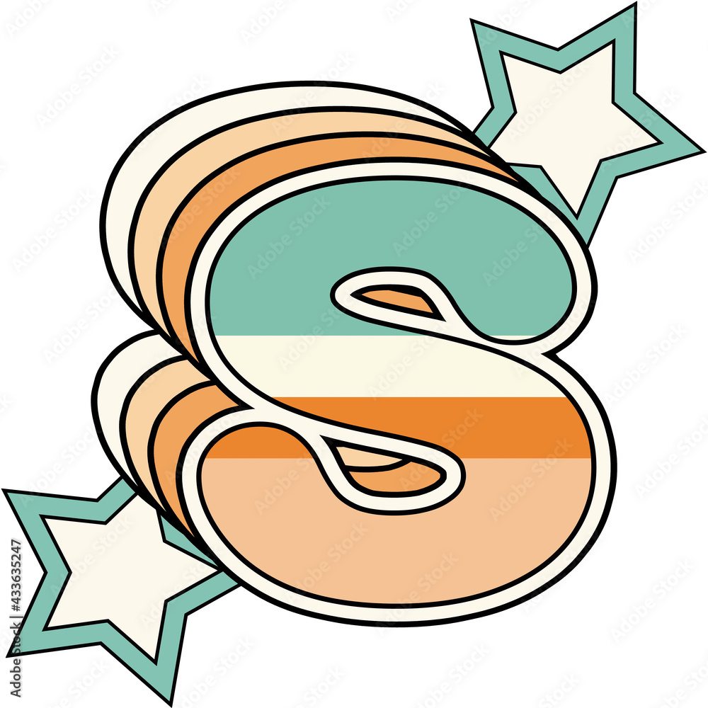 Letter S Monogram Letters Initial Name Retro Font 80s Star Stars Logo ...
