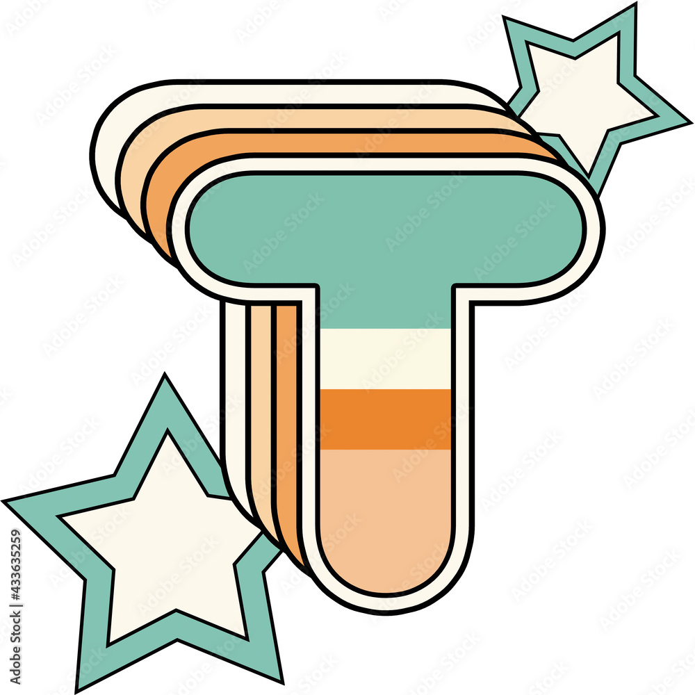 Letter T Monogram Letters Initial Name Retro Font 80s Star Stars Logo ...