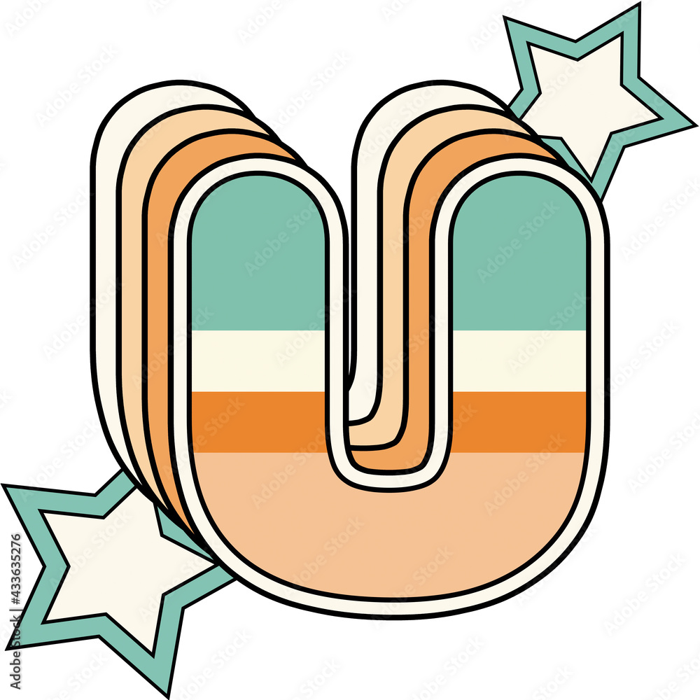 Letter U Monogram Letters Initial Name Retro Font 80s Star Stars Logo ...