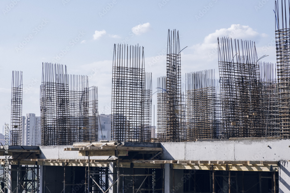 The building process in the construction of a new site. Earthquake ...