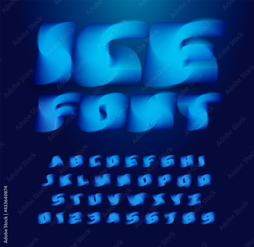 Ice cube alphabet. Abstract 3D stunning font, contemporary type for ...