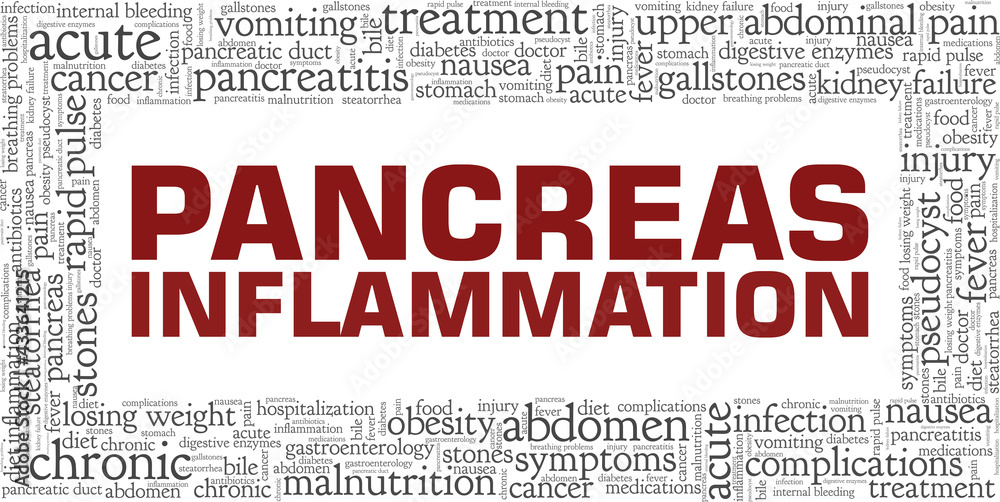 Pancreas inflammation vector illustration word cloud isolated on a ...