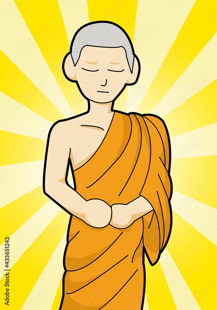 art monk cartoon illustration Stock Illustration | Adobe Stock