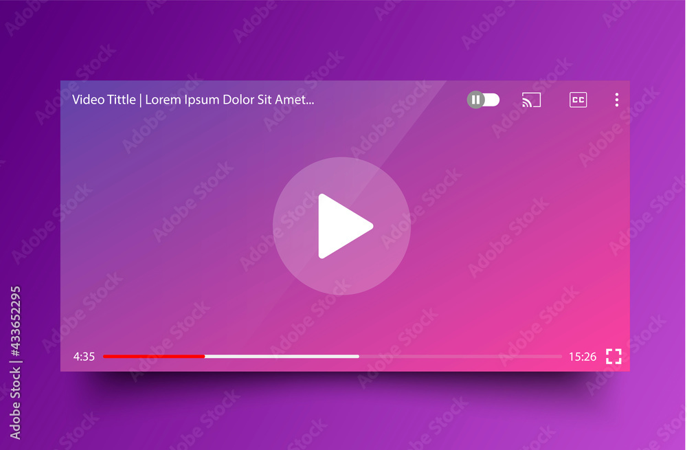 Colorful multimedia frame template. Mock up online video player. Life ...