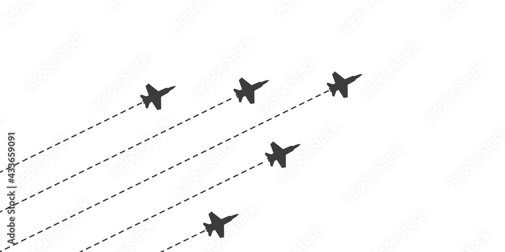 Plane changing direction. Plane go to success goals. Business financial ...