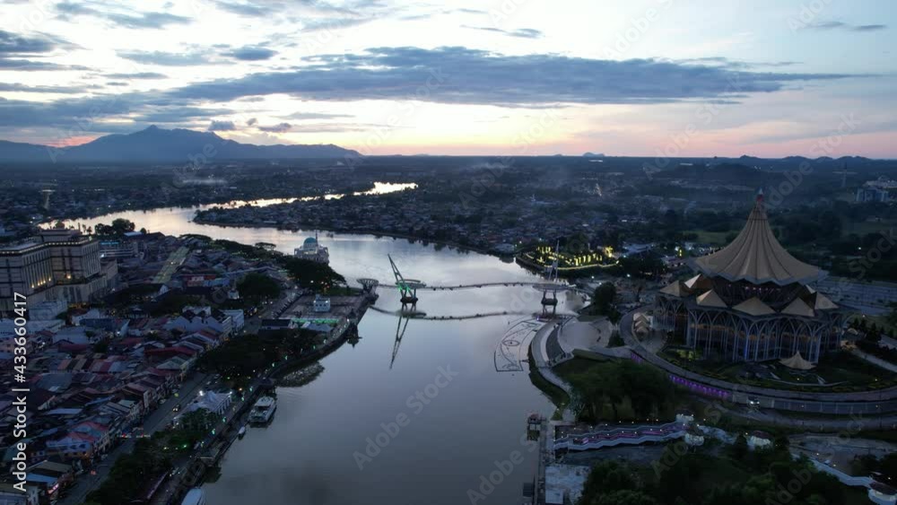 Kuching, Sarawak Malaysia - May 14 2021: The buildings, landmarks and ...