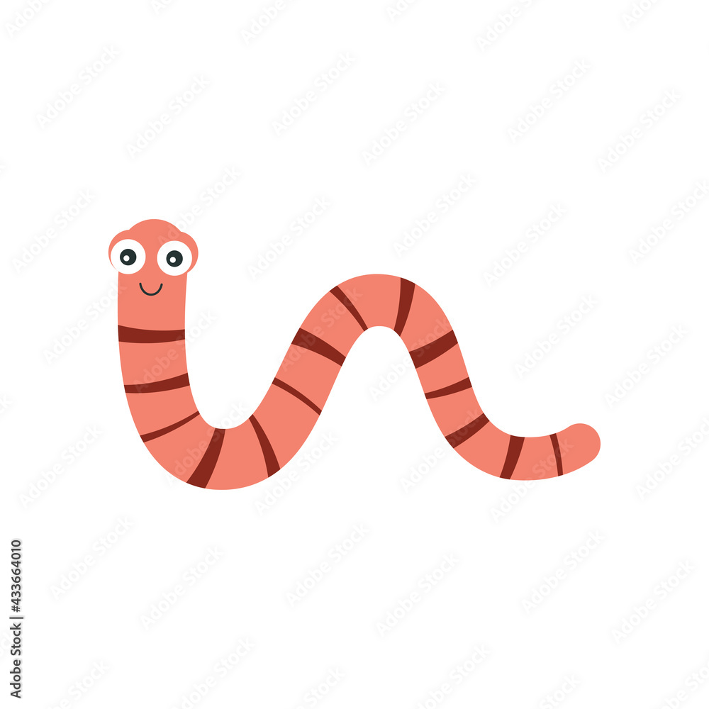vector illustration of cartoon worm isolated on white Stock Vector ...