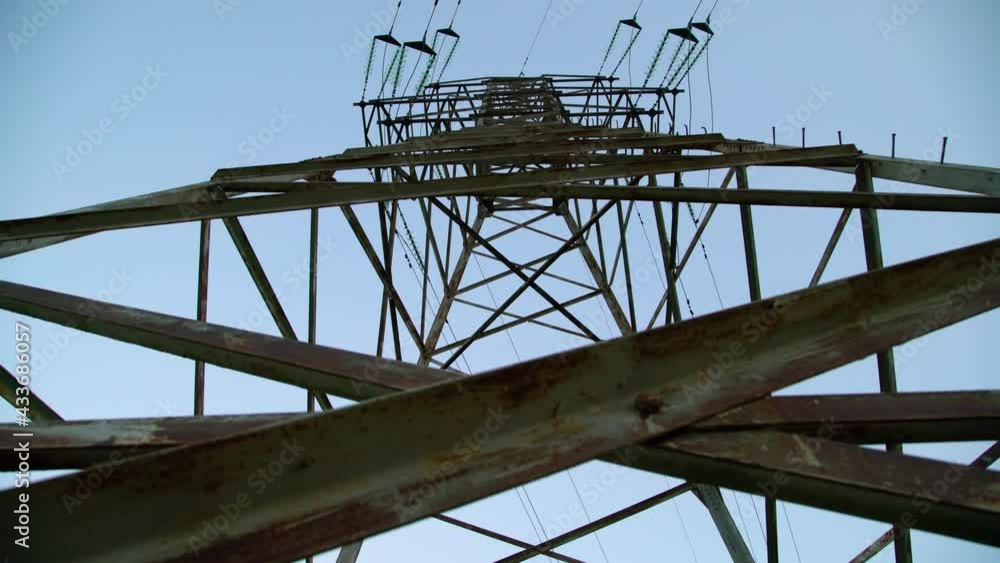 Abstract geometric shape of electric tower pyramid. High voltage power ...