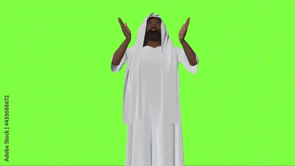 3d black jesus character praying animation, green screen Stock Video ...