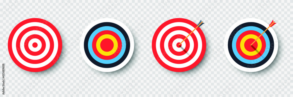 Set of archery target with arrow. Template design for competition ...