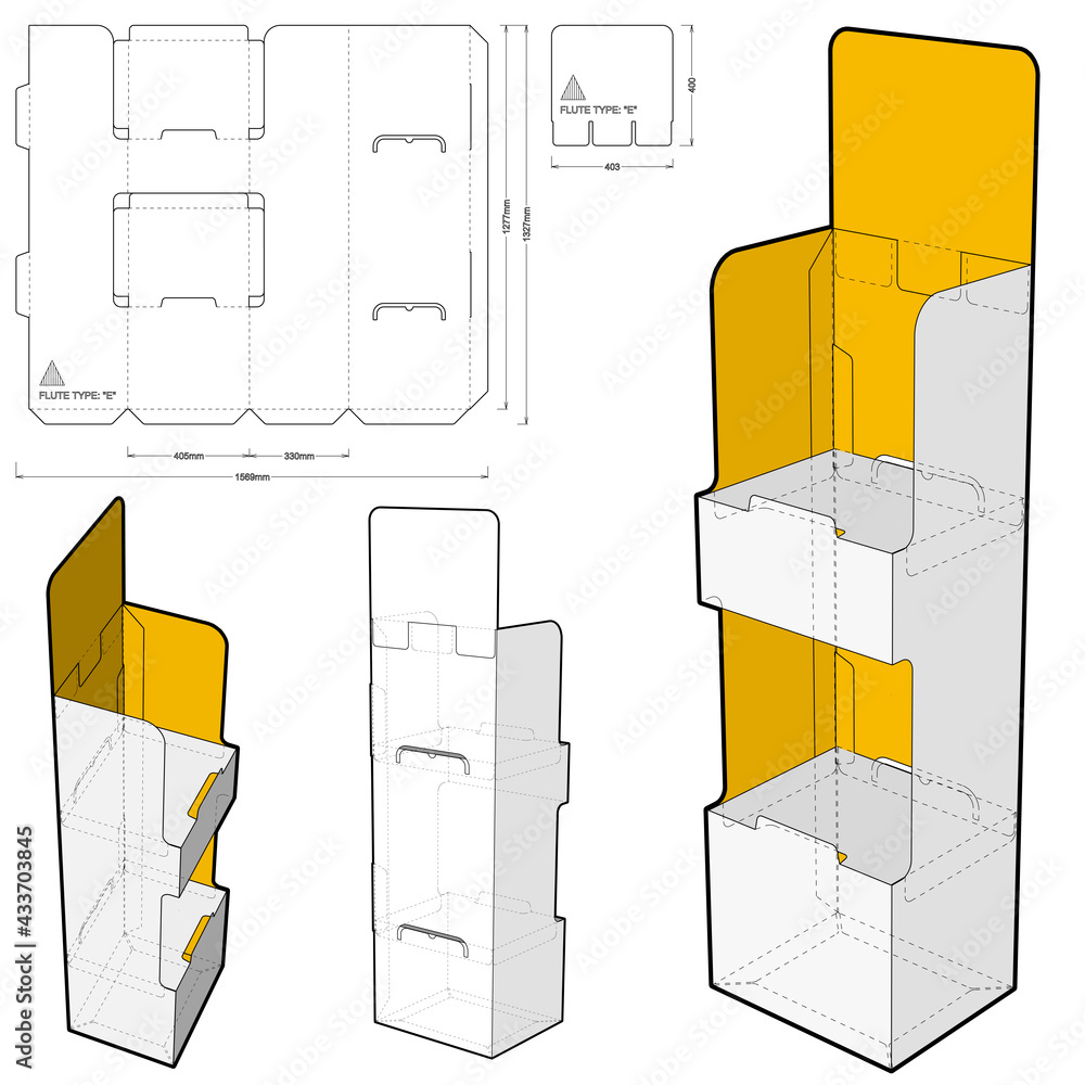 Box for Display Stand and Die-cut Pattern. Stock Vector | Adobe Stock