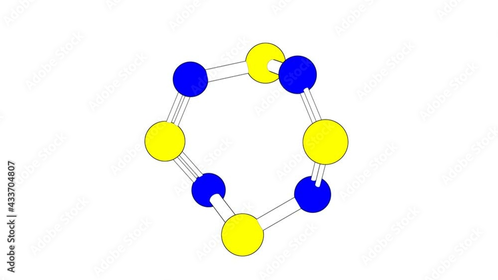 360º realistic 3D view of Tetrasulfur Tetranitride as a seamless loop ...