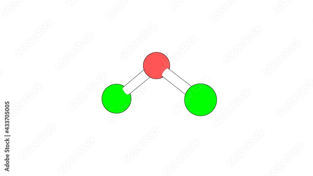 360º realistic 3D view of Dichlorine Monoxide as a seamless loop over a ...
