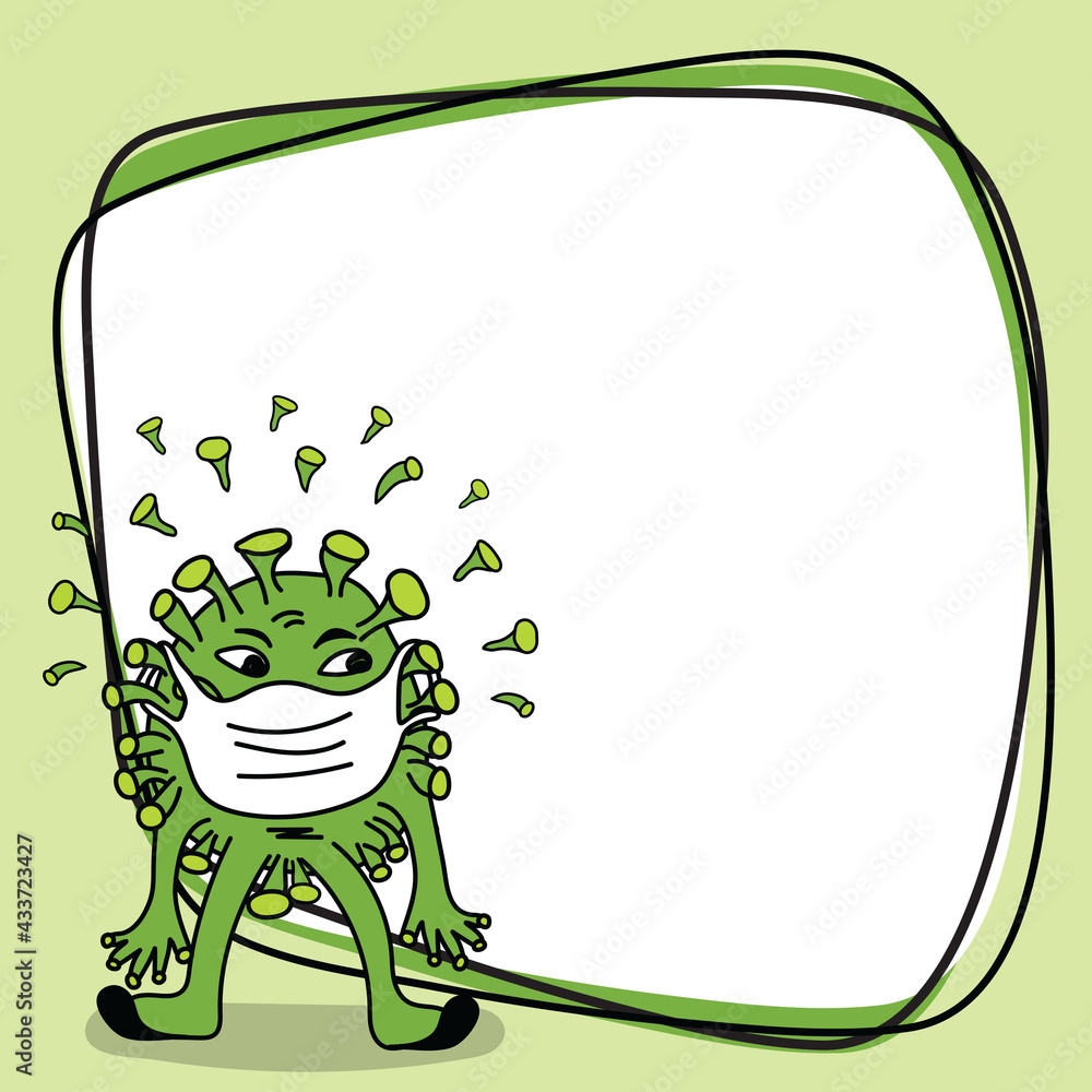 Healthcare post social media template with covid-19 cartoon vector ...