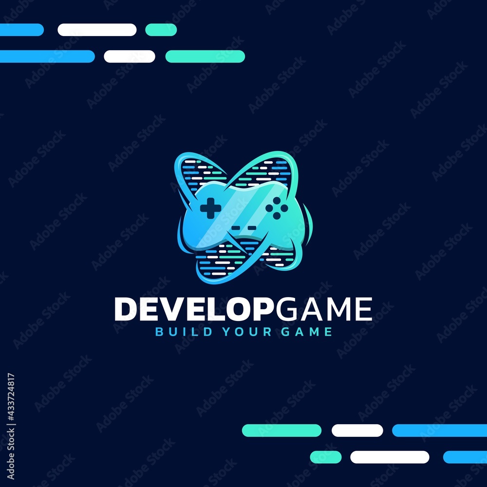 Game development logo design, joystick concept and programming code ...
