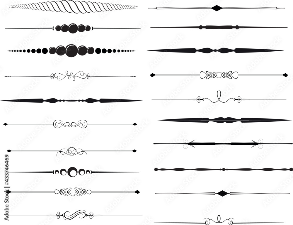 dividers, borders and frame lines vector set, icon, symbol, logo ...