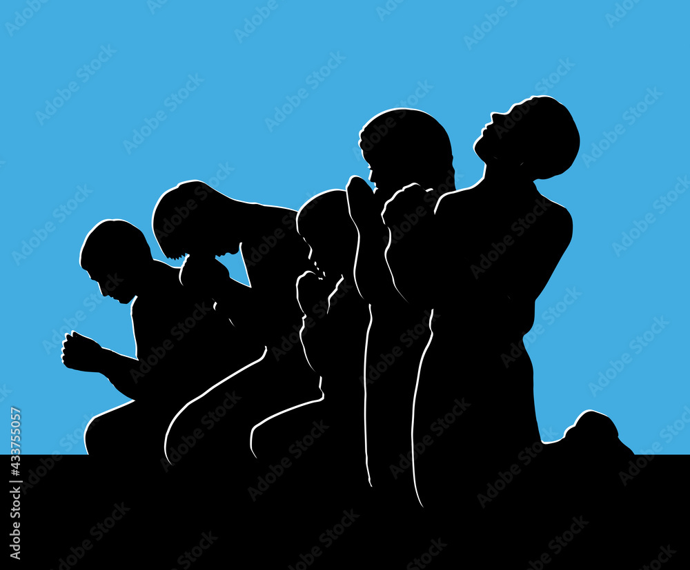 Vector image of the praying person Stock Vector | Adobe Stock