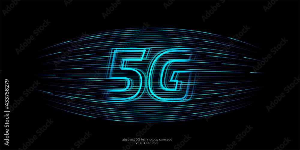 Vector 5G hight speed network technology concept by blue light lines ...
