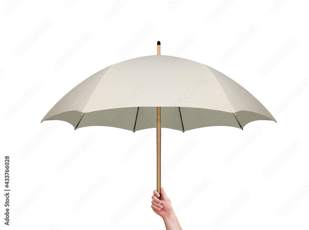 hand holding an umbrella on isolated white background Stock Photo ...
