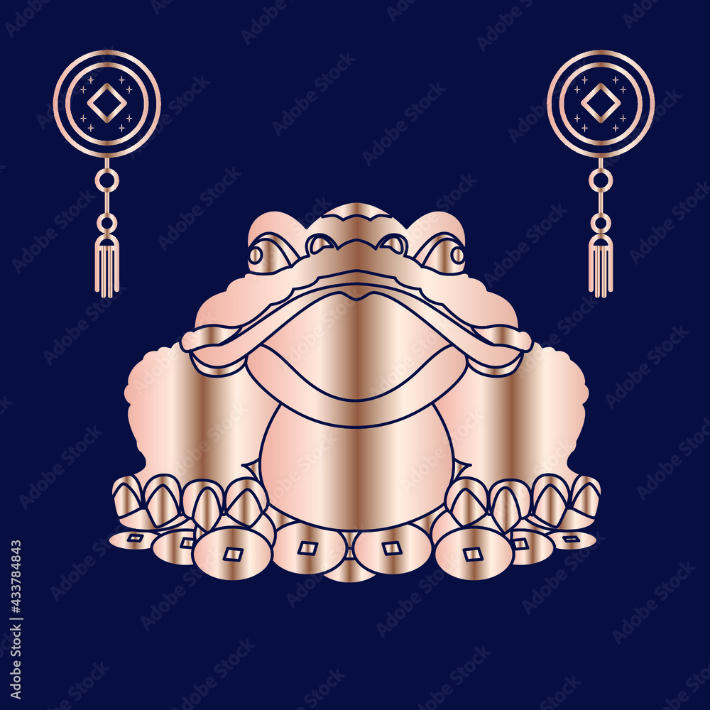 Money frog. Feng shui postcard. The three-legged toad is a symbol of ...