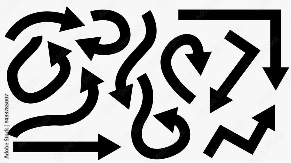 Black arrow icon set. Bold arrow icons. Vector collection of arrow ...