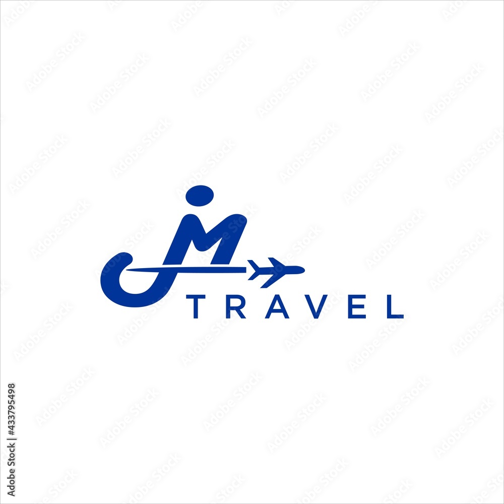 jet aviation logo design with JM letter vector template for travel ...