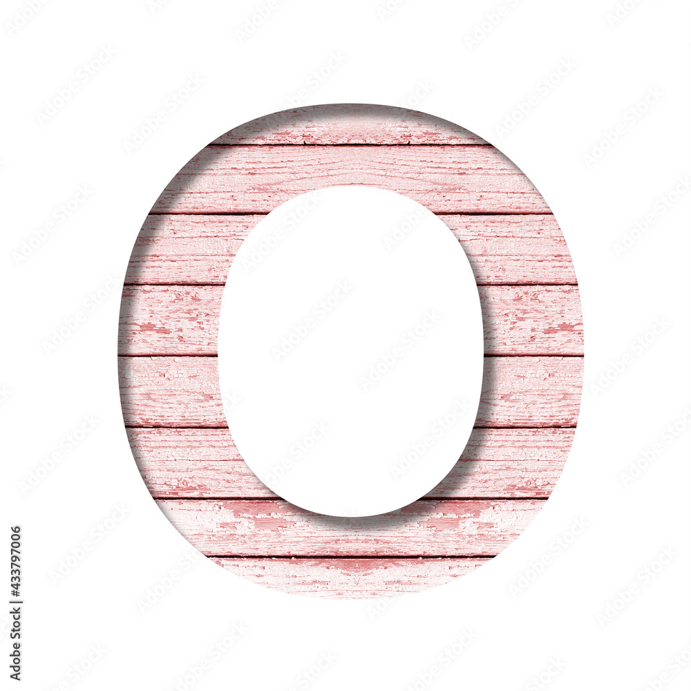 Font on boards with old paint. The letter O cut out of paper on a ...