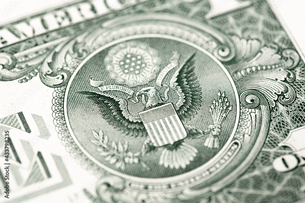 Great Seal of the United States on the backside of the one dollar ...