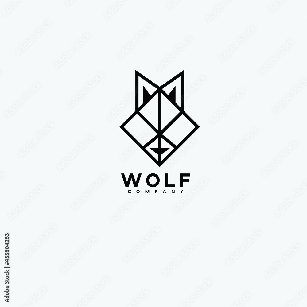Abstract luxury wolf head vector monogram logo design template Stock ...
