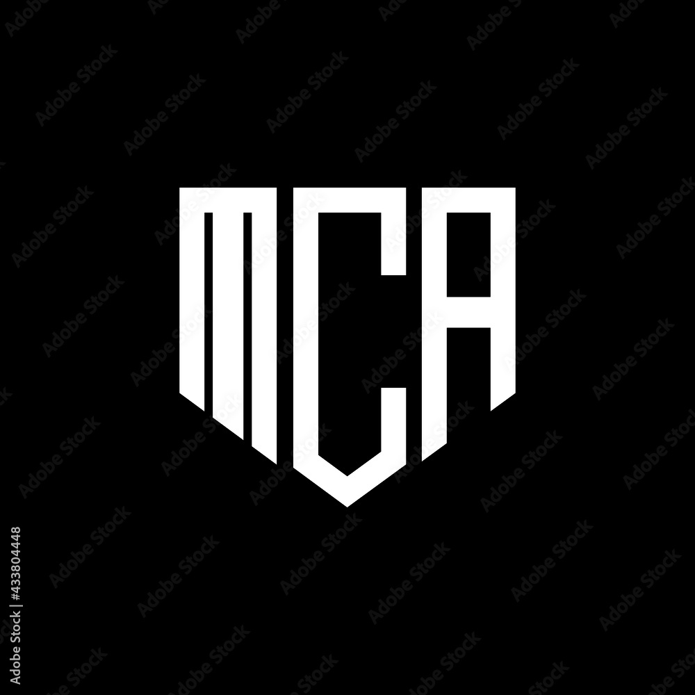 Vetor do Stock: MCA letter logo design with black background in ...