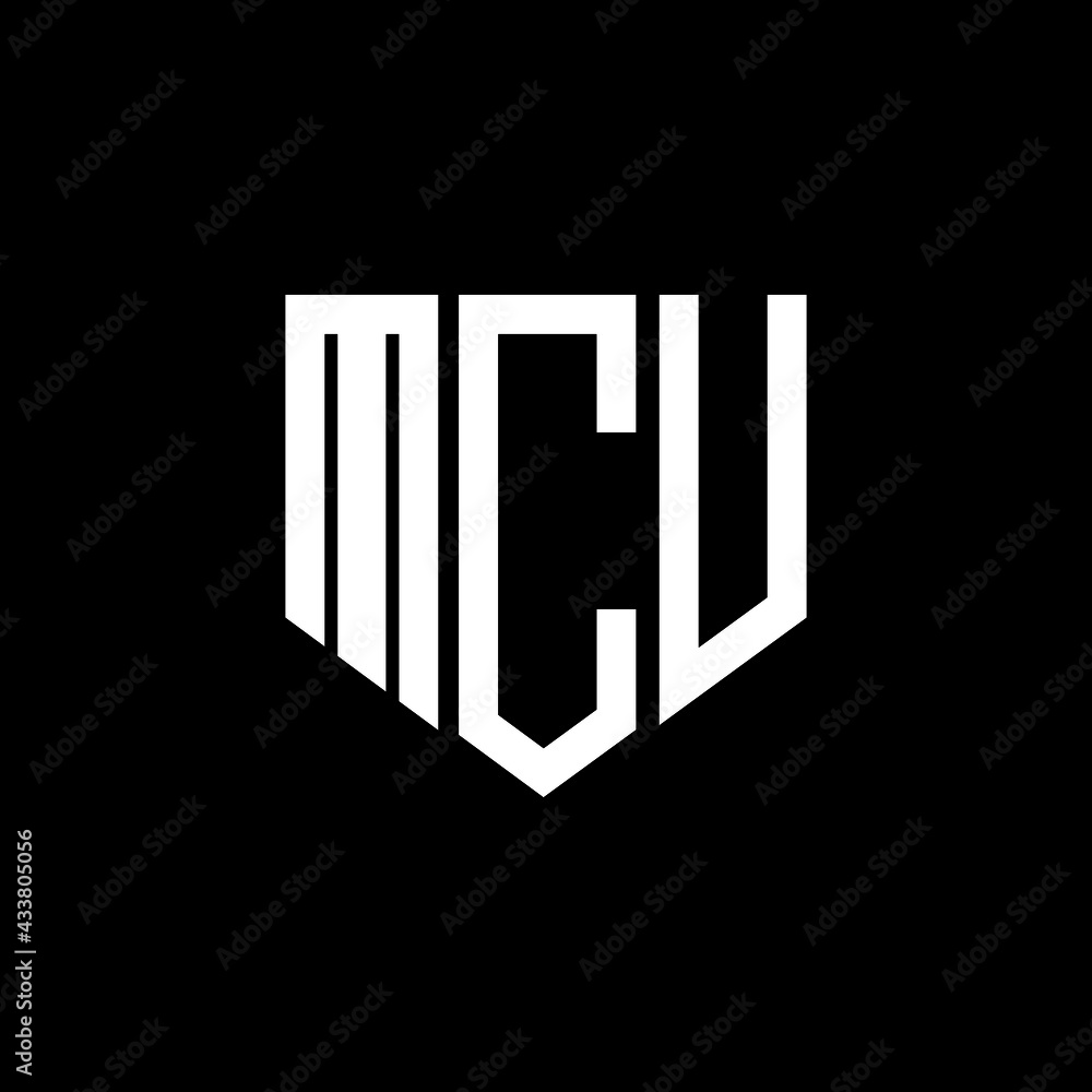 MCU letter logo design with black background in illustrator, vector ...