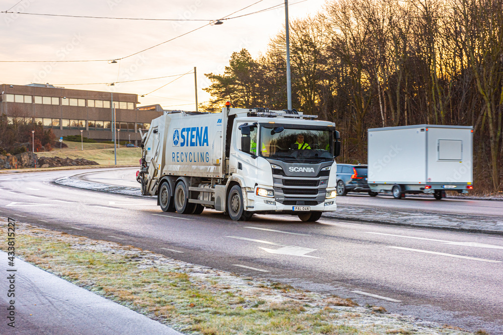 Gothenburg, Sweden - March 02 2021: A Stena Recycling garbage truck ...