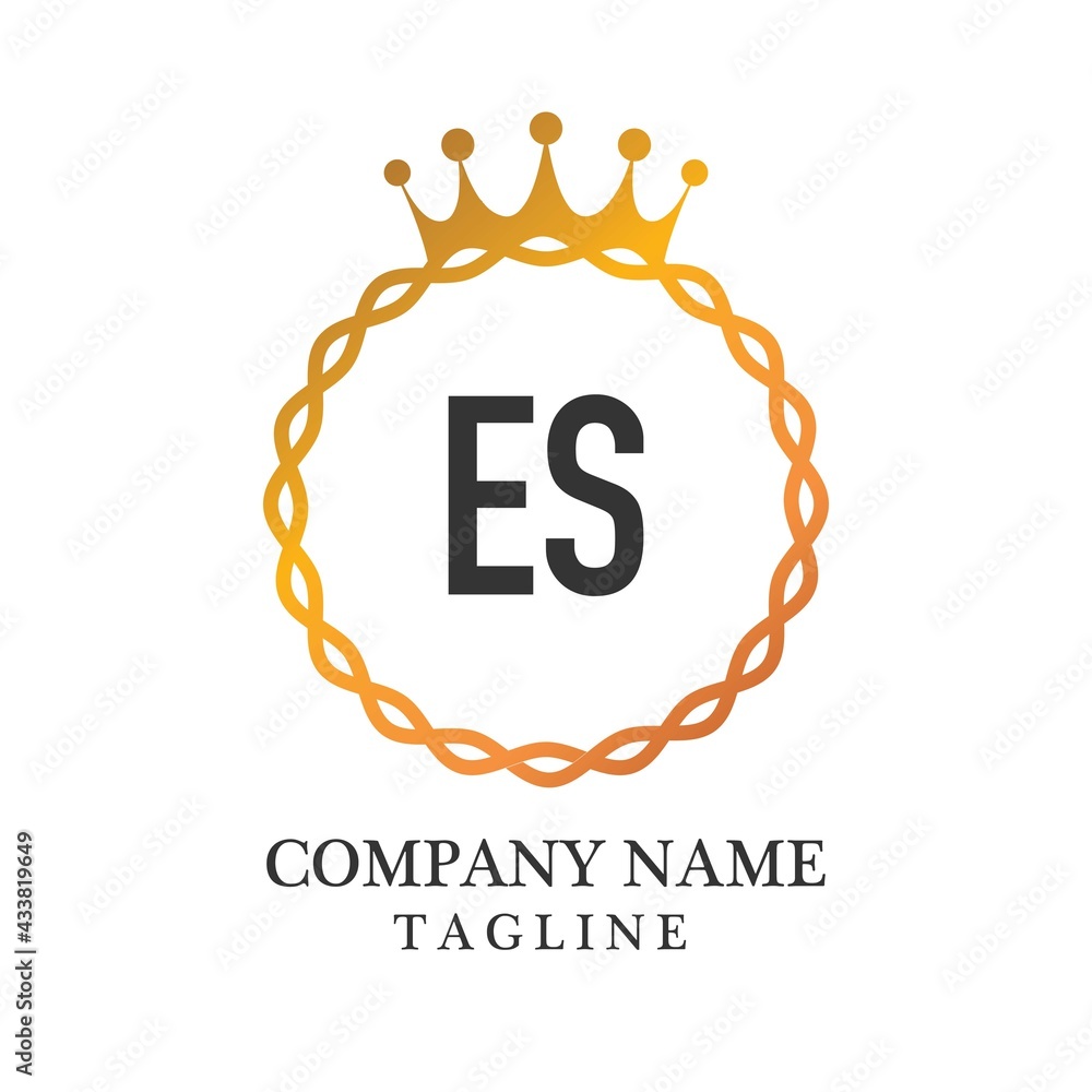 Initial Letter ES Elegance Logo Design Template. Vintage circle line ...
