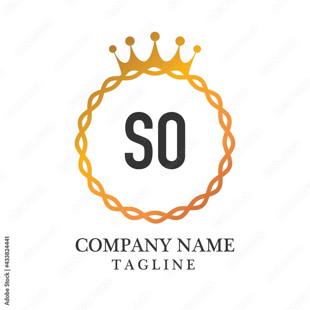 Initial Letter SO Elegance Logo Design Template. Vintage circle line ...
