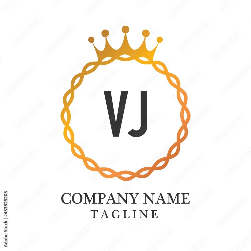 Initial Letter VJ Elegance Logo Design Template. Vintage circle line ...
