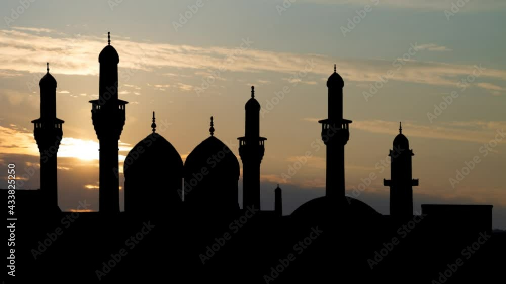 Al-Kadhimiya Mosque, Kadhmain Shrine Skyline, Time Lapse at Sunrise ...